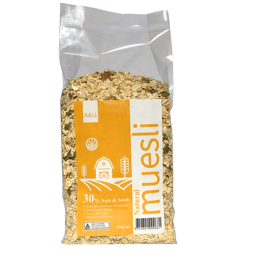A&U - 100% Australian Muesli - Muesli 30% NUTS Seeds 12 x 810g – Ding ...
