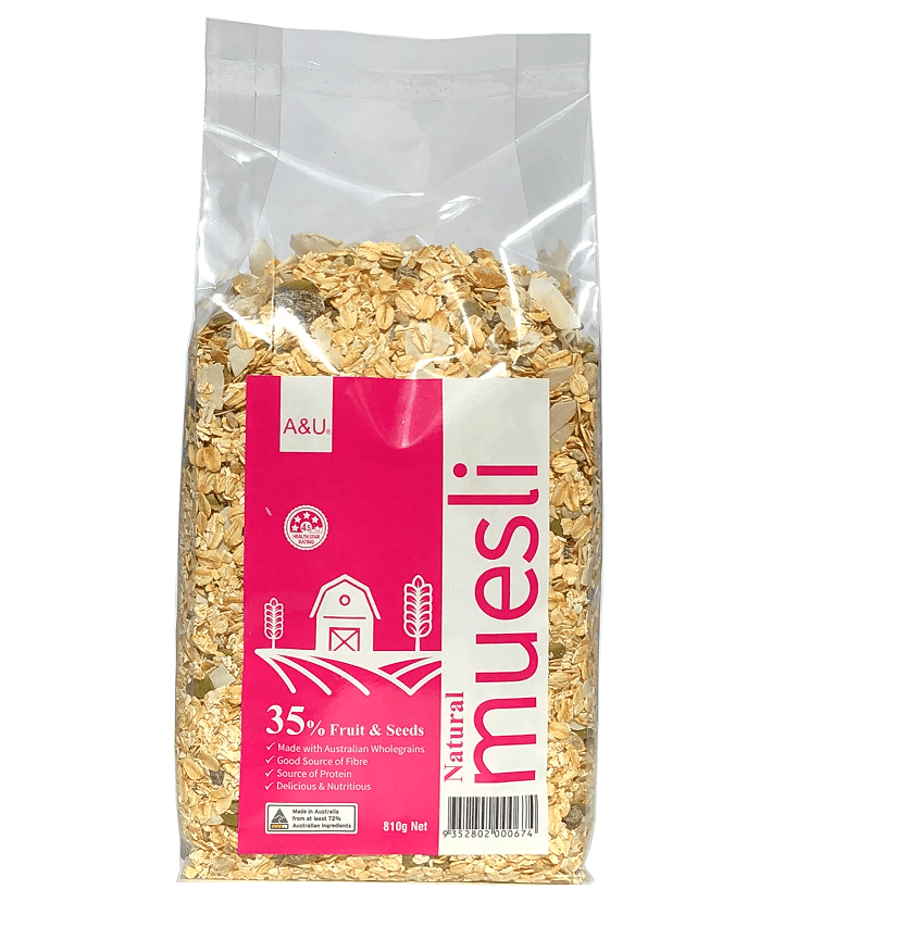 A&U - 100% Australian Muesli - Muesli 35% FRUIT Seeds 12 x 810g – Ding ...