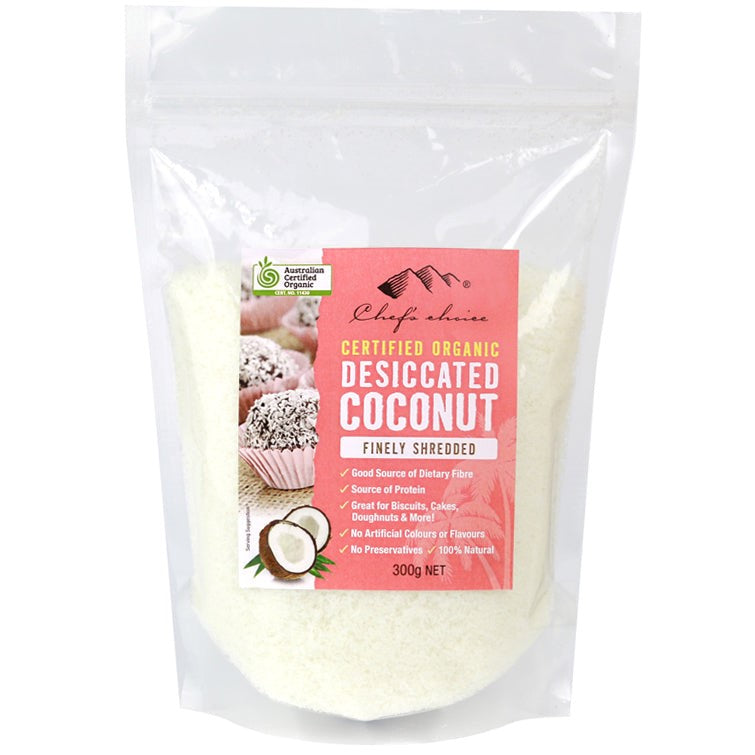 Chef's Choice - Organic Coconut - Desiccated Finely Shredded 3 x 300g ...
