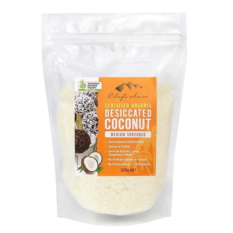 Chef's Choice - Organic Coconut - Desiccated Medium Shredded 3 x 300g ...
