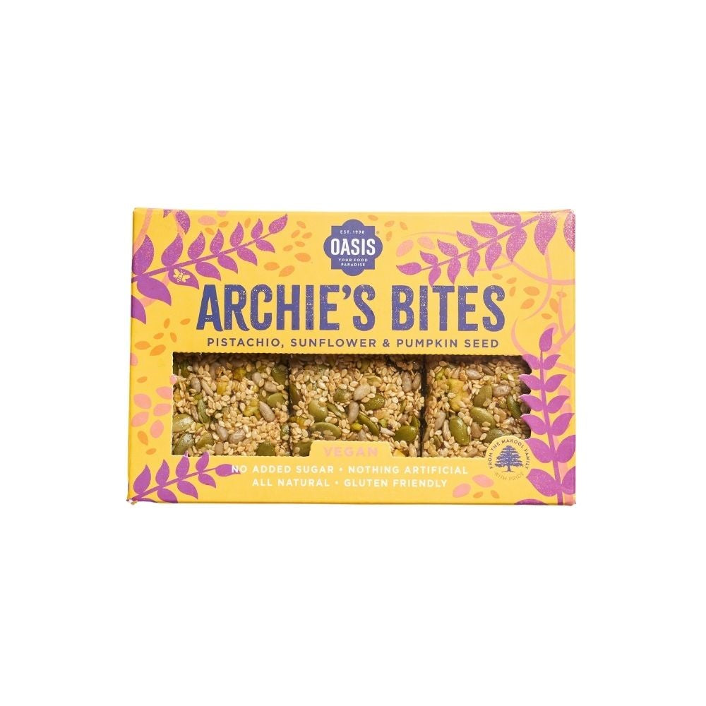 Oasis - Archie's Bites - Pistachio, Sunflower & Pumpkin Seed Vegan Box ...